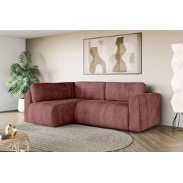 Ecksofa OTTO HOME, B:250cm H:86cm T:166cm, rosa, 100% Polyester, Wohnzimmer, Sofas, "Zacharia wahlweise Schlafsofa mit Bettkasten, B/T/H 250/166/86