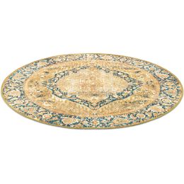 Teppich Tom Tailor HOME, H:5mm &Oslash;:160cm, gr&uuml;n, Polypropylen (PP), Wohnzimmer, Teppiche, "Funky Outdoor Orient One", Flachgewebe, Orient-Optik, In- und