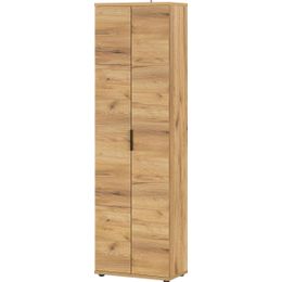 Garderobenschrank Germania, B:59cm H:199cm T:34cm, braun, Spanplatte, Flur, Schr&auml;nke, "GW-Fremont Garderobenschrank", mit ausziehbarer Kleiderstange