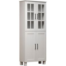 Hochschrank Welltime, B:70cm H:170cm T:30cm, weiß, Badezimmer, Schränke, "Ulea", Breiter Badschrank aus Massivholz - Maße (B/T/H) 70/30/170 cm