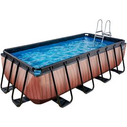 Framepool EXIT, B:200cm H:100cm L:400cm, braun, Schwimmbecken, BxLxH: 200x400x100 cm, mit Sandfilterpumpe und Sicherheitsleiter