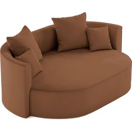 2,5-Sitzer, B:200cm H:98cm T:145cm, braun, LeGer Home by Lena Gercke, Sofas, "ISALIE, rundes Loungesofa, mit Kissen, perfekt gepolstert", moderne