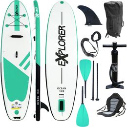 EXPLORER SUP-Board "Ocean 10‘8“ Aufblasbares Stand Up Paddle Set (325x84x15cm)", 325cm, grün, Wassersportboards