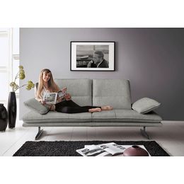 2-Sitzer W.Schillig, B:216cm H:94cm T:96cm, grau, Flachgewebe S22 (100% Polyester), Sofas, "broadway, Designsofa mit tollem Sitzkomfort",