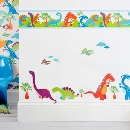 Wandtattoo, B:70cm H:25cm T:0,5cm &Oslash;:74,33cm, bunt, Art for the home, PVC, Schlafzimmer, Wandtattoos, "Dino", Kunst f&uuml;r Zuhause - Wandaufkleber -
