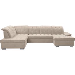 Wohnlandschaft WERK2, B:332cm H:105cm T:217cm, beige, 95% Polyester, 5% Nylon, Sofas, "Kordula-New Multifunktion Couch, Breite 332cm, U-Form", Sofa