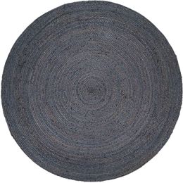 Teppich Paco Home, H:13mm Ø:160cm, grau, Jute, Wohnzimmer, Teppiche, "Viborg 595", Jute, Modern, Boho, Handgefertigter Natur-Teppich