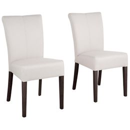 Esszimmerstuhl Home Affaire, B:46cm H:93cm T:64cm, beige, Massivholz, St&uuml;hle, "Queen", Beine aus massiver Buche, wengefarben lackiert, Polsterstuhl