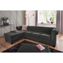 Chesterfield-Sofa Home Affaire, B:255cm H:72cm T:171cm, grau, Sofas, "New Castle L-Form", hochwertige Knopfheftung in Chesterfield-Design, B/T/H: