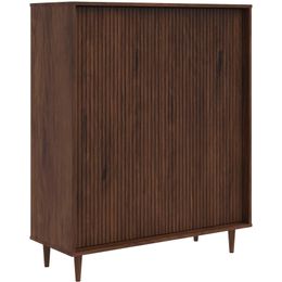 Highboard Inosign, B:100cm H:120cm T:38cm, braun, FSC-zertifiziertes Massivholz, MDF, Wohnzimmer, Sideboards, "Malmedy Front mit gefr&auml;sten Rillen",