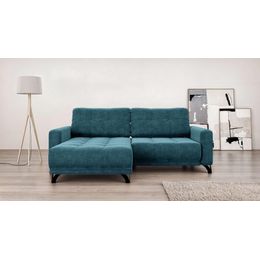 Ecksofa Home Affaire, B:234cm H:93cm T:174cm, blau, 100% Polyester, Wohnzimmer, Sofas, "FAIRVIEW mit verstellbaren Rückenlehne, Maße B/T/H: