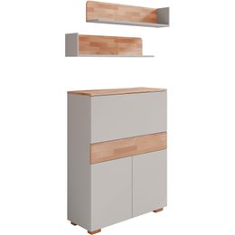 B&uuml;rom&ouml;bel-Set Home Affaire, B:90cm T:35cm, beige, Holz teilmassiv, Arbeitsm&ouml;bel-Sets, Multifuktional mit Stauraum