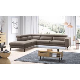 Ecksofa Places of Style, B:305cm H:76cm T:233cm, braun, Bezug: Luxus-Mikrofaser (100%Polyester);Bezug: NaturLEDER, Wohnzimmer, Sofas, "Olanta, modern