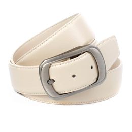Anthoni Crown Damen Lederg&uuml;rtel, beige, Gr. 85, unifarben, Leder, G&uuml;rtel, mit matter Schlie&szlig;e, im zeitlosen Look