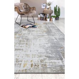 Teppich LUXOR living, B:80cm H:5mm L:150cm, gelb, Polyester, Wohnzimmer, Teppiche, "Punto 1", Kurzflor, bedruckt, modernes Design