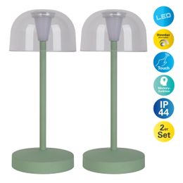 Näve NÄVE LED Tischleuchte "Gomba 18,5 cm", 1, Ø 8cm H: 18,5cm, 2 Stk., grün, Leuchten, 2er Set, aufladbar, USB Kabel, Memoryfunktion, stufenlos dimmbar
