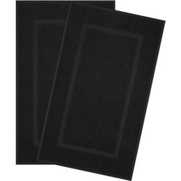 Badematte HAMMETEX, H:5mm, schwarz, Baumwolle, Badematten, "Hotelmatte, Duschvorleger", 2-teiliges Set, einfarbig, 100% Baumwolle