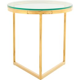 Beistelltisch Kayoom, B:50cm H:55cm T:50cm, gold, 100% Edelstahl, Sicherheitsglas, Wohnzimmer, Tische, "Wynona 225, in stilvollem Design,mit