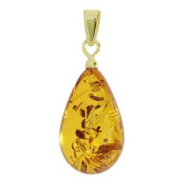 OSTSEE-SCHMUCK Damen Kettenanh&auml;nger "OSTSEE-SCHMUCK Anh&auml;nger Tropfen ca. 17 mm lang - Gold 585/000", 27 x 11mm, Bernstein, 1,3 g, gelb, Bernstein,
