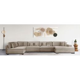 Wohnlandschaft Home Affaire, B:510cm H:86cm T:250cm, beige, 100% Polyester, Sofas, "Skara XXL U-Form", Lounge-Sofa XXL mit Federkern-Polsterung, in