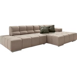 Ecksofa DESIGNWERK, B:286cm T:169cm, beige, 100% Polyester, Wohnzimmer, Sofas, "Temple, Designsofa trifft hohen Sitzkomfort, L-Form", mit