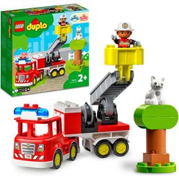 Lego Kinder Konstruktionsspielsteine "Feuerwehrauto (10969), Lego DUPLO", bunt, Kunststoff, Spielbausteine, mit Sirene und Licht; Made in Europe
