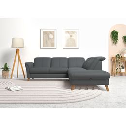 Sit & More Ecksofa SIT & MORE, B:250cm H:91cm T:220cm, grau, 100% Polyester, Wohnzimmer, Sofas, "Romero L-Form", wahlweise mit oder ohne TV-Funktion,