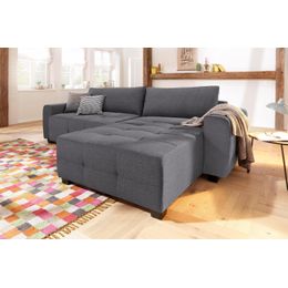 Ecksofa Home Affaire, B:254cm H:87cm T:162cm, grau, Microfaser PRIMABELLE (100% Polyester);Struktur fein ( 100% Polyester);Zierkissen: 100%