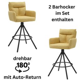 Barhocker Stolkom, B:54cm H:103,5cm T:60cm, gelb, Küche, Hocker, "Sofia", Komfortsitzhöhe 70 cm, 180drehbar Auto Return funktion
