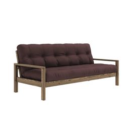 Schlafsofa Karup Design, B:205cm H:79cm T:95cm, braun, Matratzenmaterialzusammensetzung: Futonmatratze mit Knopfheftung, H&ouml;he 14 cm, aus recyceleten