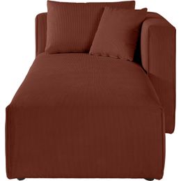 Ottomane Home Affaire, B:100cm H:75cm T:182cm, orange, Struktur Hahnentritt (67% Polypropylen 33% Polyester);Fellimitat (100% Polyester);Samtcord
