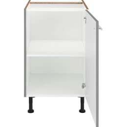 Unterschrank Optifit, B:50cm H:87cm T:58,4cm, grau, K&uuml;che, Schr&auml;nke, "Bern", 50 cm breit, mit 1 T&uuml;r mit h&ouml;henverstellbaren F&uuml;&szlig;en, mit Metallgriff