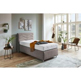 Boxspringbett, B:115cm L:210cm, beige, Westfalia Schlafkomfort, Bezug Bett: Microvelours (100% Polyester) oder Feinstruktur (100% Polyester);Bezug