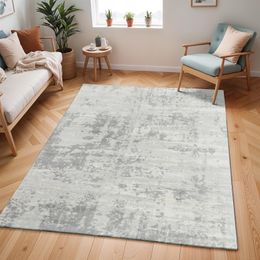 Teppich LIVABLISS, B:130cm H:11mm L:180cm, grau, Kunstfaser, Wohnzimmer, Teppiche, "DALI", Moderner Designerteppich in Marmor Optik, Kurzflor