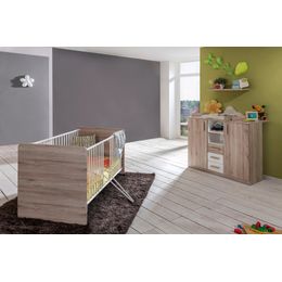Babymöbel-Set wimex, weiß, Holzwerkstoff, Schlafzimmermöbel-Sets, "Bergamo", Bett + Wickelkommode