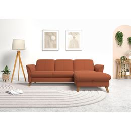 Sit & More Ecksofa SIT & MORE, B:245cm H:91cm T:178cm, orange, 90% Polyester 10%Polyamid, Wohnzimmer, Sofas, "Romero L-Form", wahlweise mit oder ohne