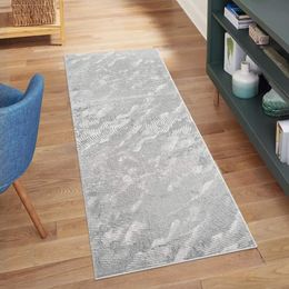 Teppich Carpet City, B:80cm H:10mm L:300cm, grau, Polyester, Wohnzimmer, Teppiche, "ANTIK481", Kurzflor, 3D-Optik, Klassisch-Modern f&uuml;r Wohnzimmer,