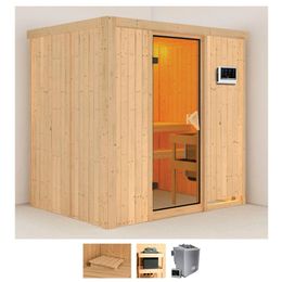 Karibu Sauna "Bedine", Bio-Kombiofen, externe Steuerung, 9 kW, beige, Saunen, 9 KW-Bio-Ofen mit externer Steuerung