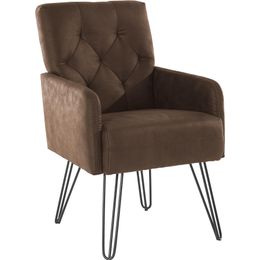 Sessel, B:61cm H:89cm T:67cm, braun, exxpo - SOFA FASHION, Wohnzimmer, Sessel, "Doppio, Loungesessel mit Designuntergestell, bequem und elegant",
