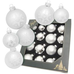 Weihnachtsbaumkugel "Schneeflocke silberfarben", 7cm, silber, KREBS GLAS LAUSCHA, Weihnachtsbaumkugeln, Weihnachtsdeko, Christbaumschmuck,
