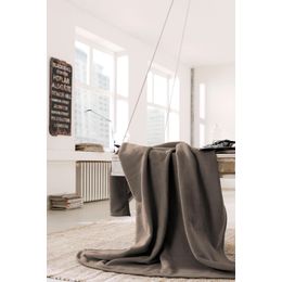 Wohndecke Biederlack, B:150cm L:220cm, grau, Baumwolle, Polyacryl, Wohndecken, "Cotton Home", im Uni Design, Kuscheldecke