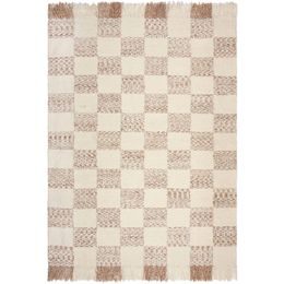 Teppich FLAIR RUGS, B:200cm H:4mm L:300cm, beige, Baumwolle, Polyester, Wolle, Wohnzimmer, Teppiche, "Eric", Boucle-Effekt, Hoch-Tief-Flor