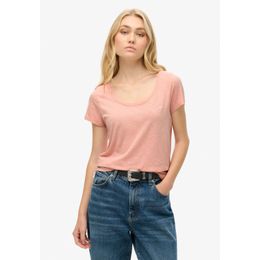 Superdry Damen Kurzarmshirt "SCOOP NECK TEE", rosa, Gr. S, unifarben, Single Jersey, Obermaterial: 60% Baumwolle, 40% Modal, Shirts