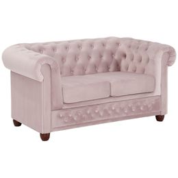 Chesterfield-Sofa Home Affaire, B:148cm H:72cm T:86cm, rosa, Sofas, "New Castle", mit hochwertiger Knopfheftung in Chesterfield-Design, B/T/H: