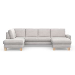 Wohnlandschaft Home Affaire, B:314cm H:91cm T:170cm, silber, 95% Polyester, 5% Polyamid, Sofas, "Summer U-Form", mit oder ohne Bettfunktion und
