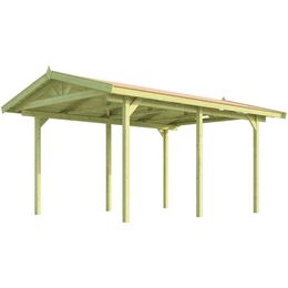 Einzelcarport Weka, braun, Carports, ""611" mit 18-mm-Satteldach aus Massivholz", aus naturbelassenem Kiefernholz