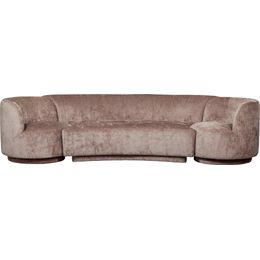Loungesofa Woood, B:370cm H:72cm T:97cm, grau, Sofas, "Combi-Popular: Bank + Sessel", mit grobem Chenille gef&uuml;ttert, Breite 370 cm