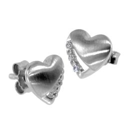 OSTSEE-SCHMUCK Damen Paar Ohrstecker "- Herz 8 mm - Silber 925/000 - Zirkonia", Silber 925 (Sterlingsilber), silber, Silber 925 (Sterlingsilber),