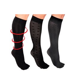 Damen Kniestrümpfe, schwarz, 80% Polyamid, 20% Elasthan, Socken