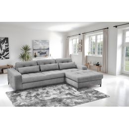 Ecksofa, B:260cm H:85cm T:176cm, grau, exxpo - SOFA FASHION, Wohnzimmer, Sofas, "Bonito, mit Rücken- und Sitztiefenverstellung, inkl. Bett &